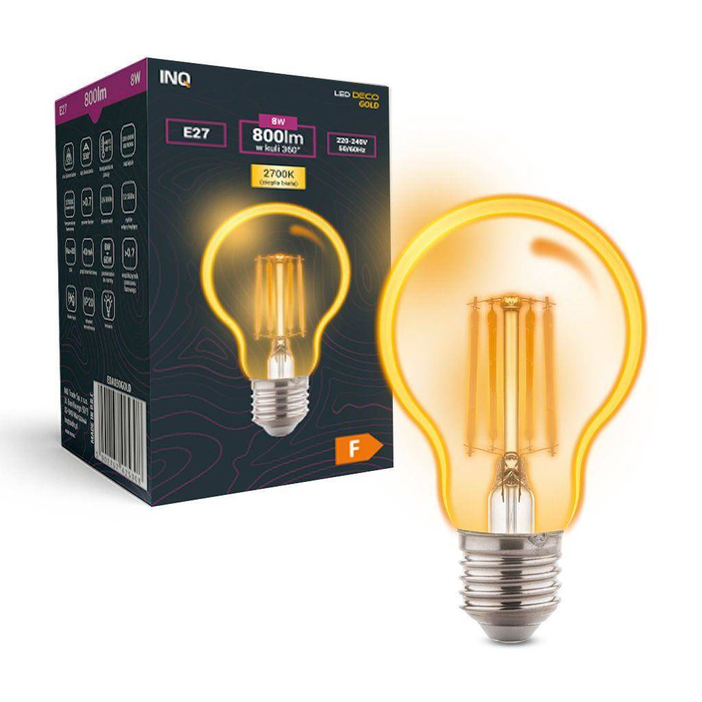 Żarówka Filament LED GOLD A60 bulb E27 8W 800lm 2700K - LEDisON.com.pl